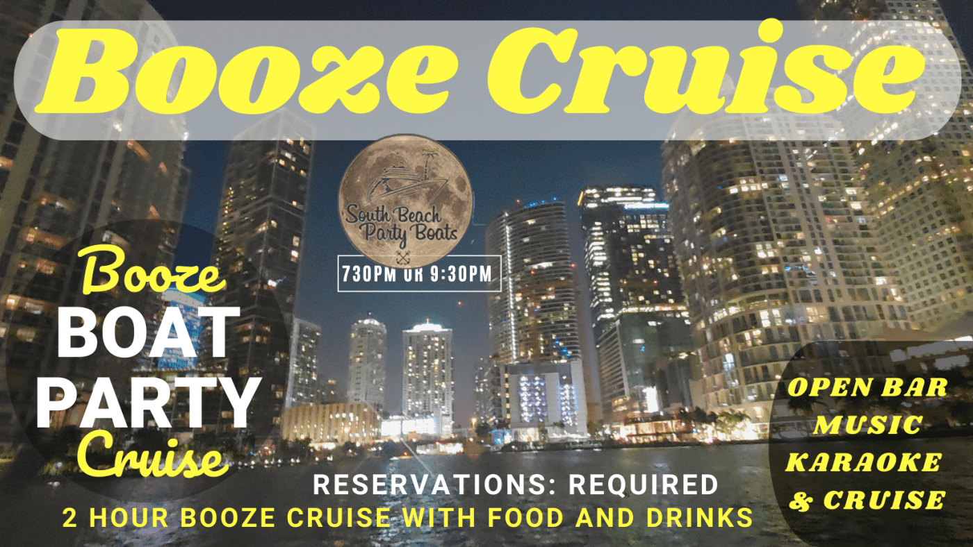 Miami Booze Cruise in South Beach a Party Boat at Night